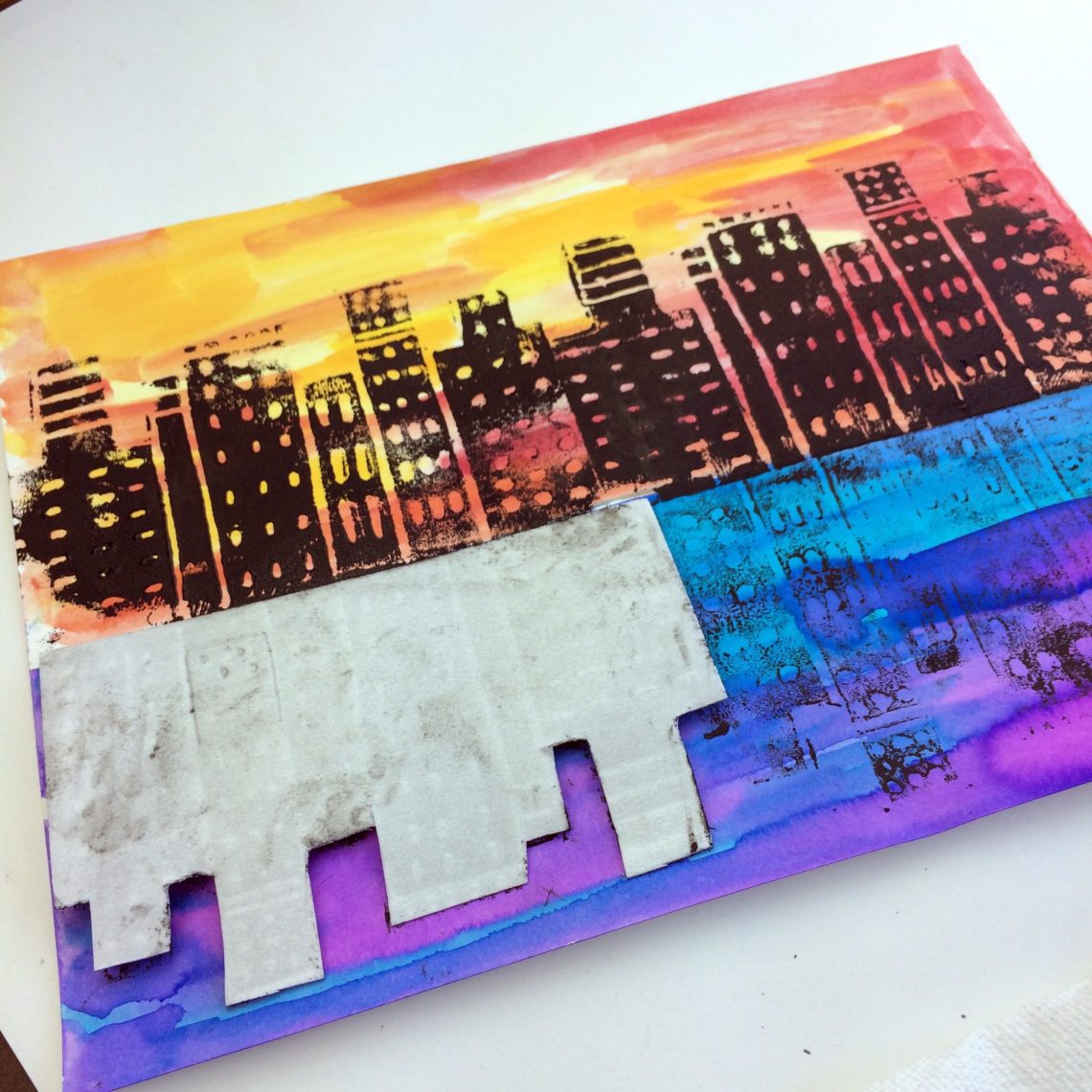 Printmaking I : City Skylines with Reflections