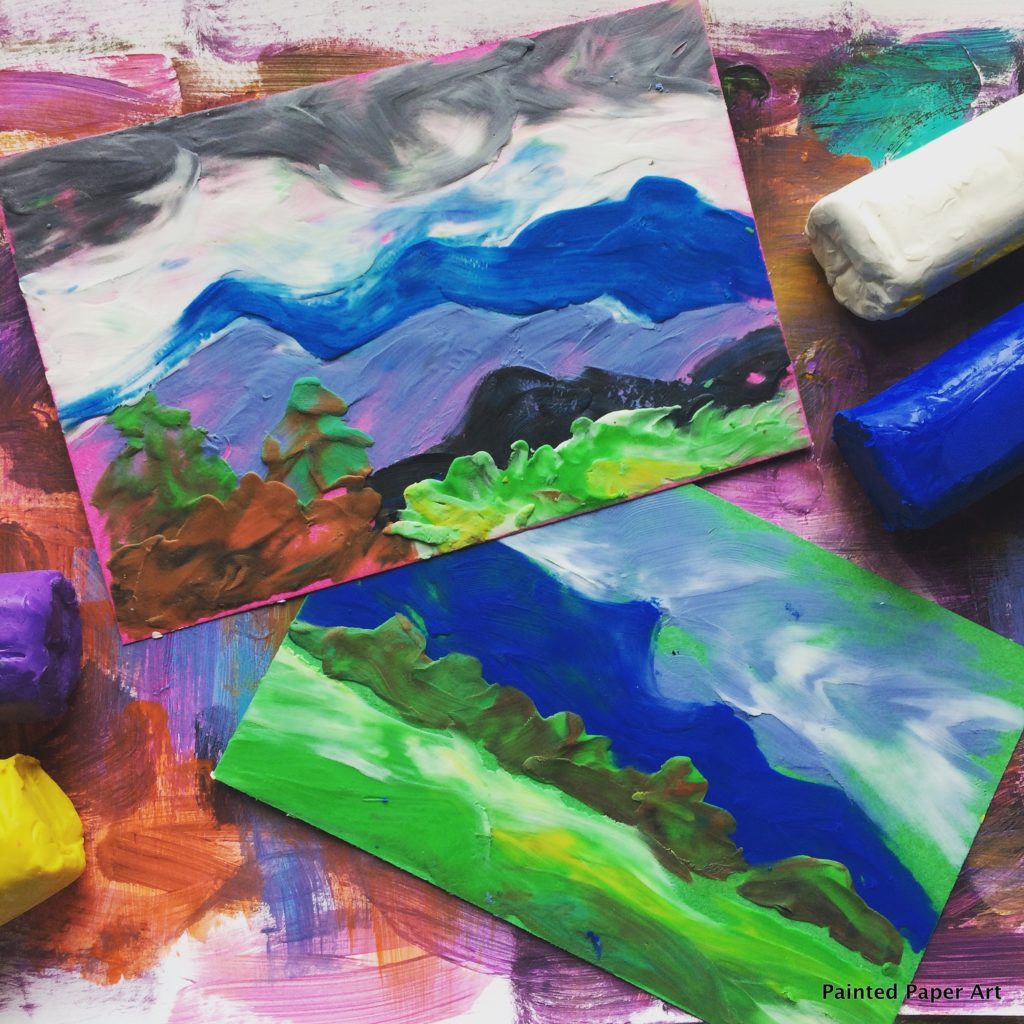 Landscapes Postcards with Modeling Clay