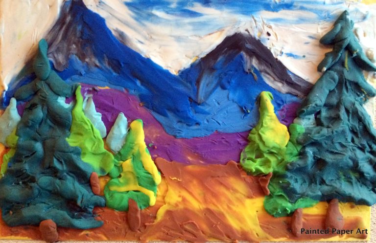 Landscapes Postcards with Modeling Clay