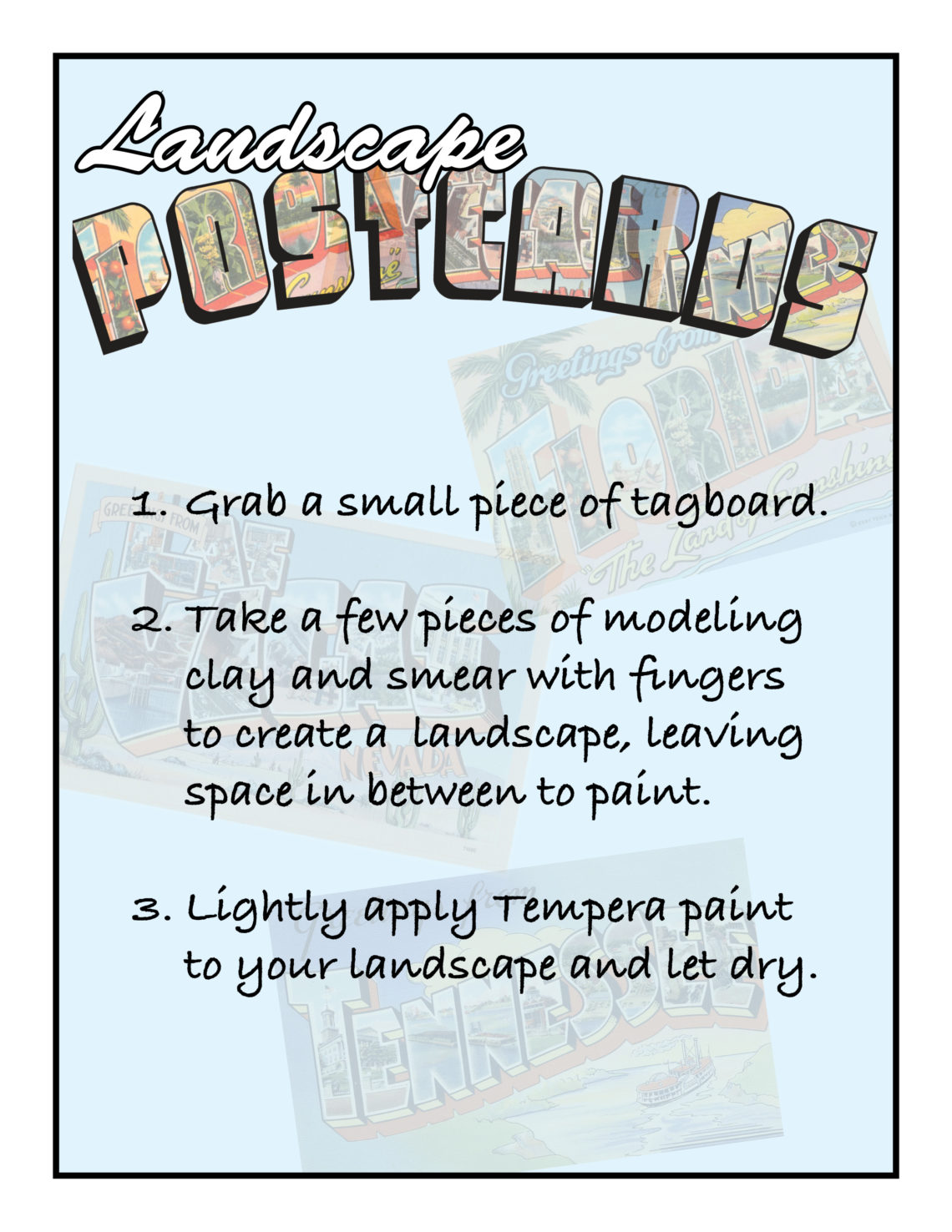 Landscapes Postcards with Modeling Clay