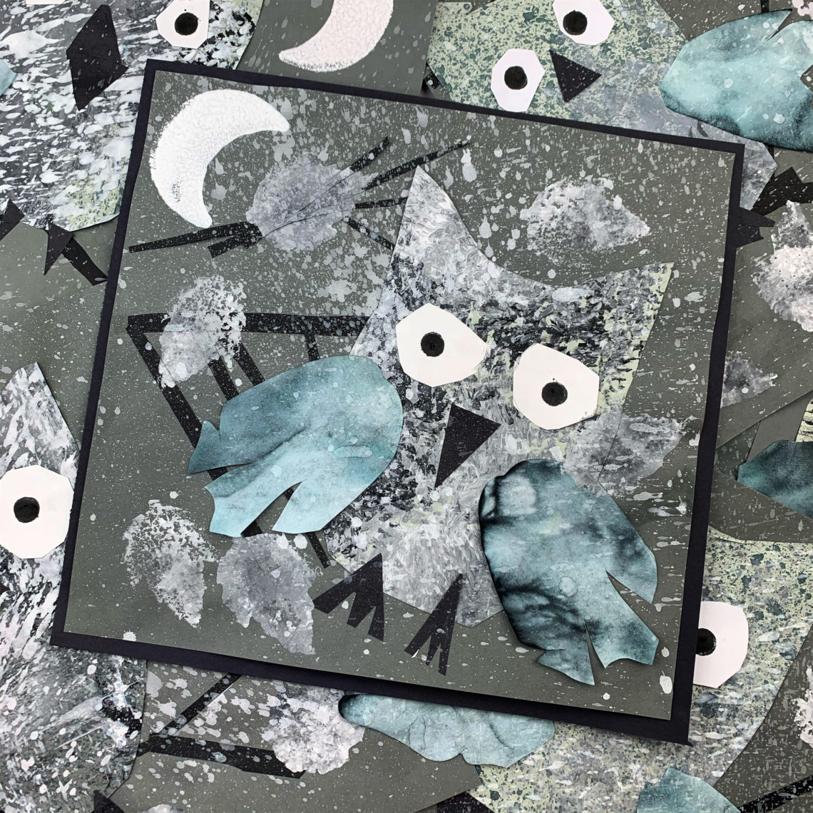 Gray Owls – Painted Paper Art
