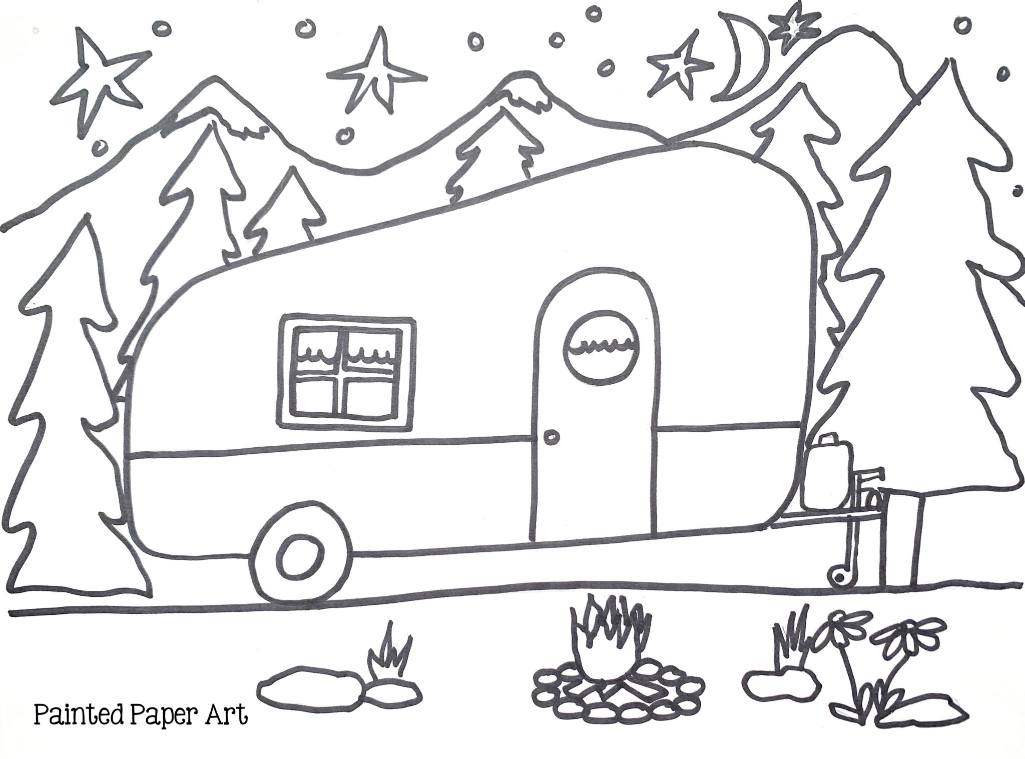 Vintage Camper Coloring Pages Sketch Coloring Page