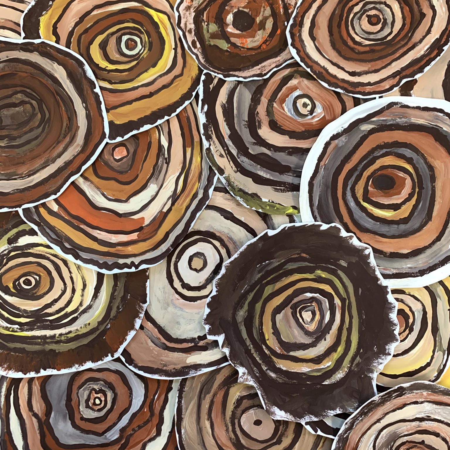 Nature Study: Tree Trunk Slices – Painted Paper Art