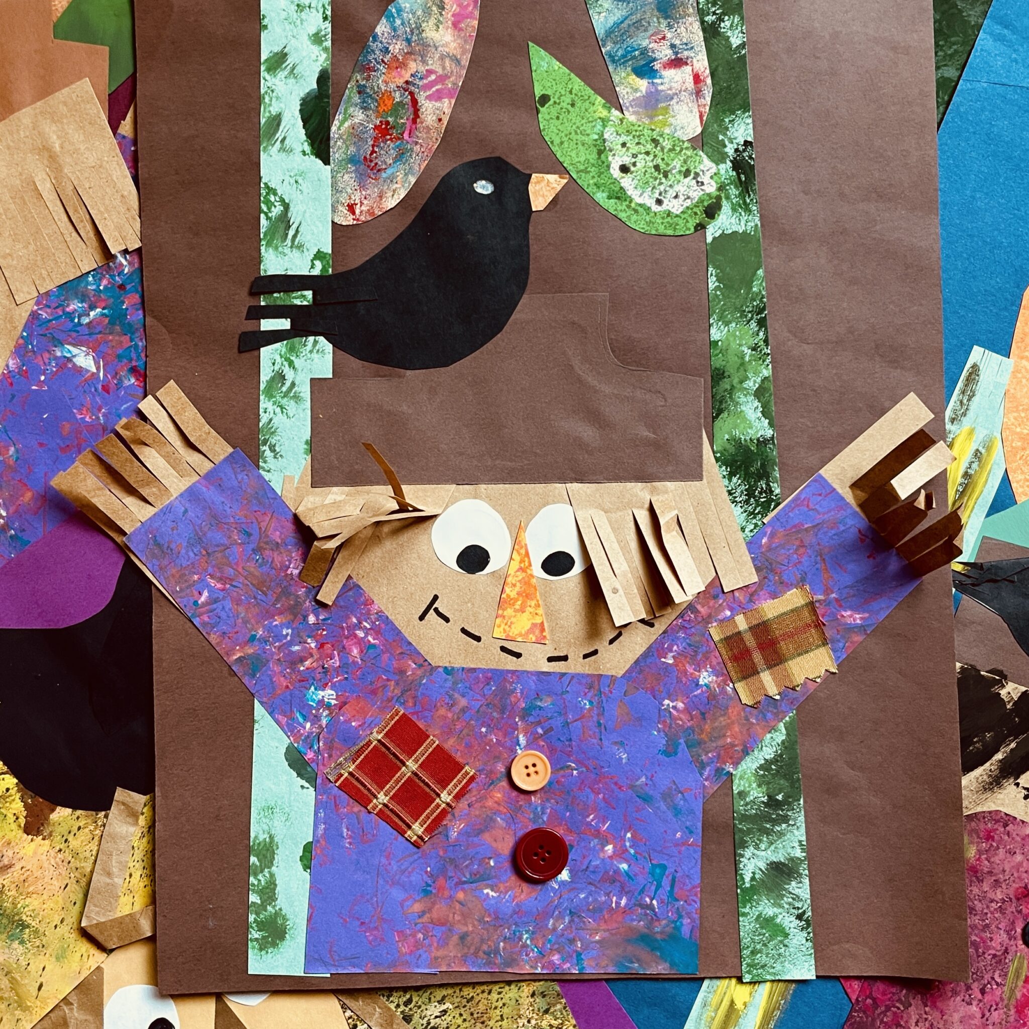 Scarecrow with Crows – Painted Paper Art